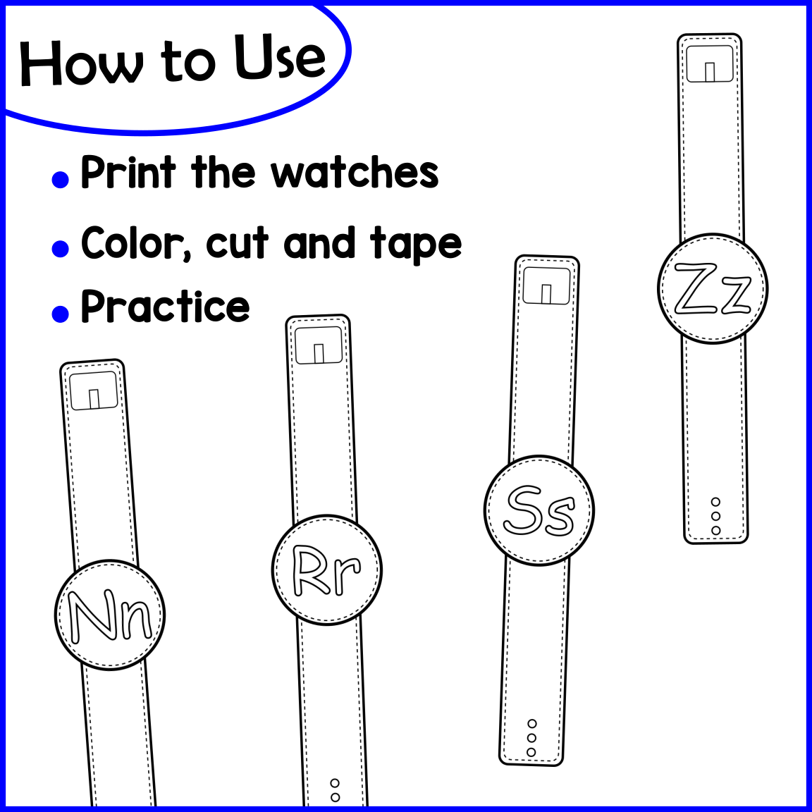 Alphabet Letter Sound Watch Templates - Upper & Lowercase Phonics ...