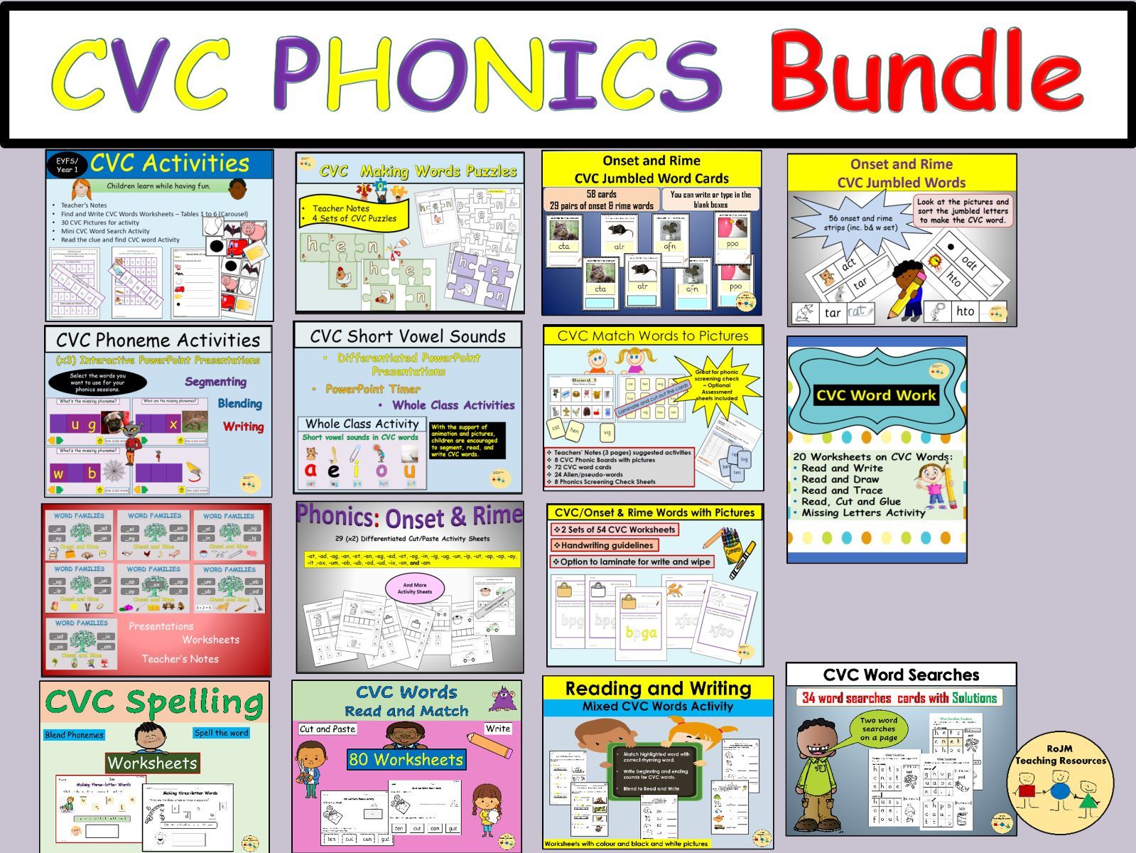 CVC Words Onset and Rime Phonics Spelling Worksheets Sorting Cut Paste ...