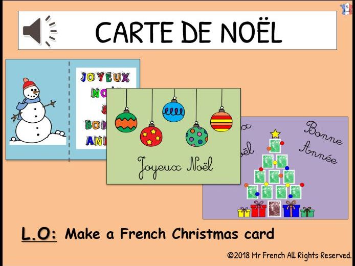 Carte de Noel (French Christmas cards)- 1 lesson! Y3 ->Y6 (2nd Grade ...
