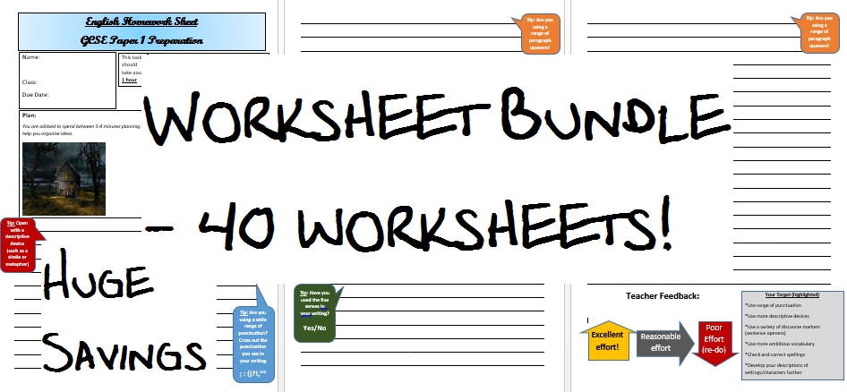 40 x AQA GCSE English Language writing worksheets. Easy to mark, ideal ...