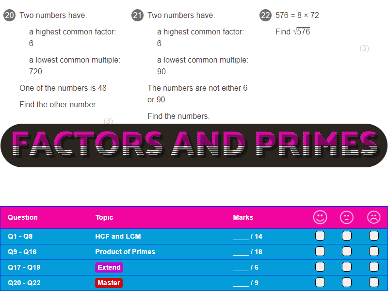 Factors And Primes Worksheet Answers Higher GCSE Teaching Resources