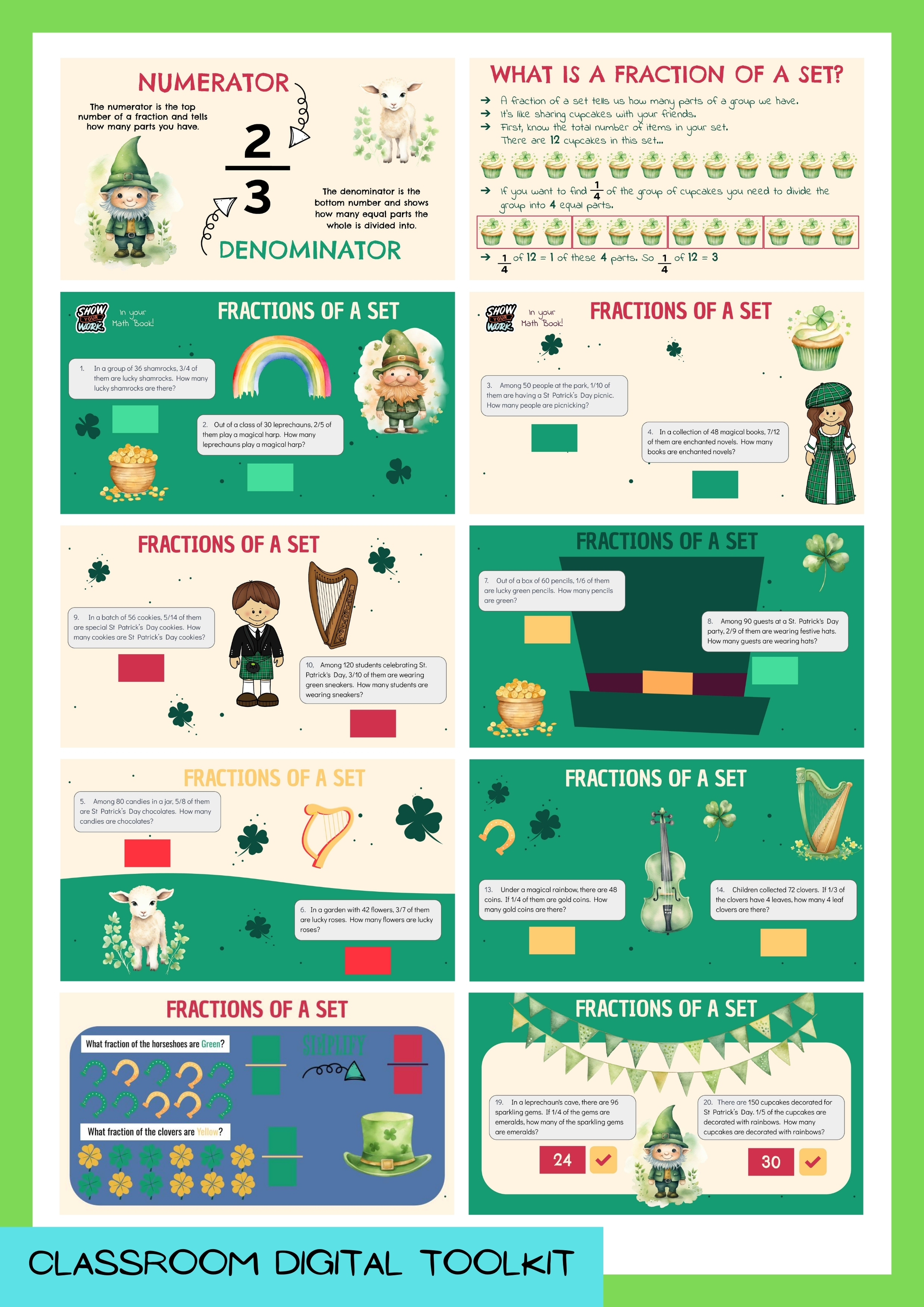 Fraction of a Set - St Patrick's Day Themed (Google Slides™) | Teaching ...