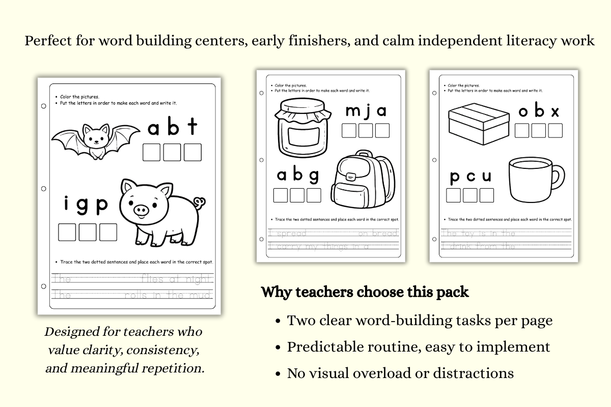 Little Word Builders – Pack 1 (3-Letter Words) | Teaching Resources