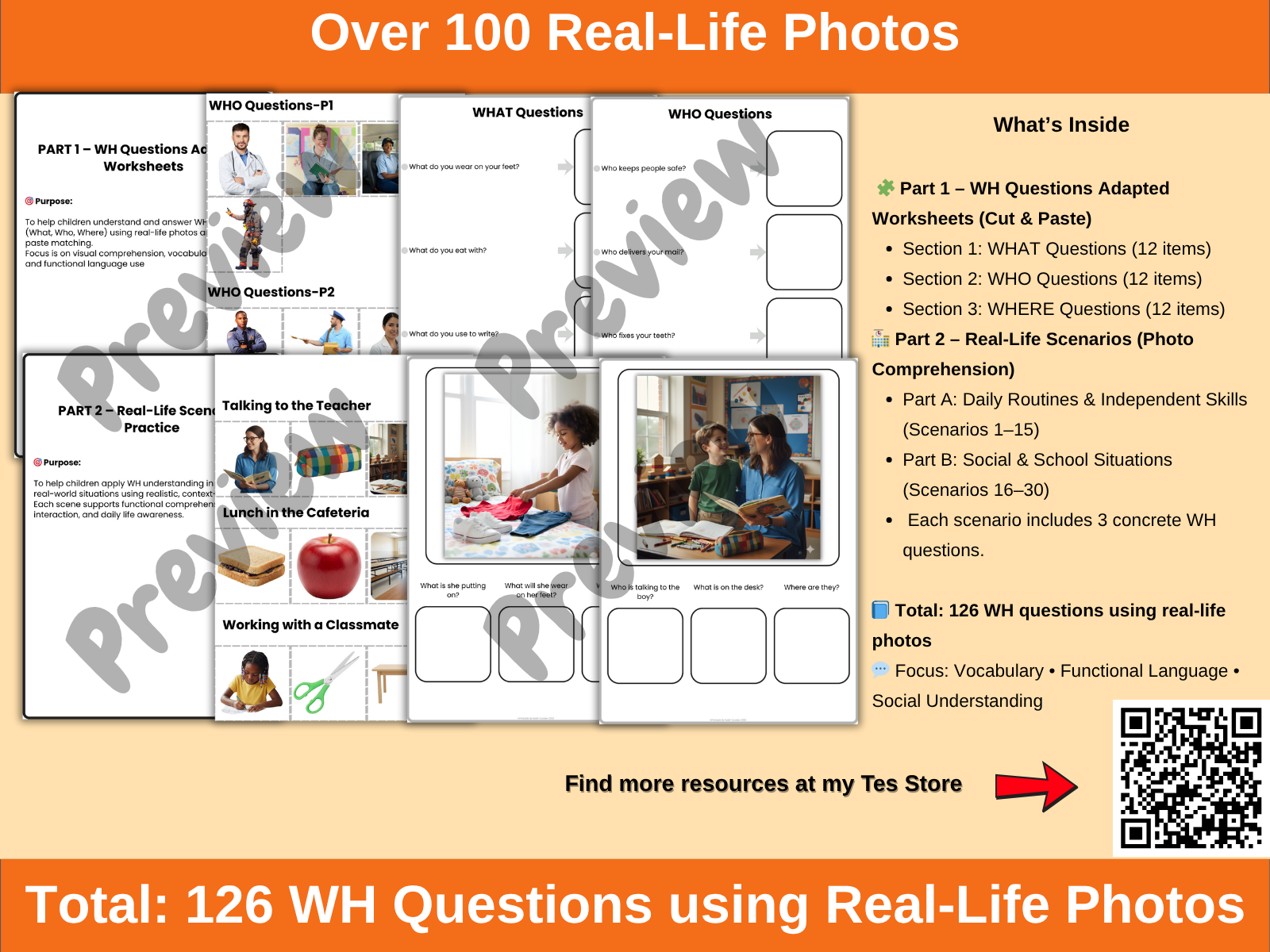 WH Questions with Real Photos – Autism & Special Education Workbook ...