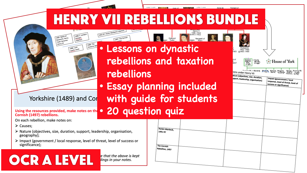 Henry VII Rebellions BUNDLE | Teaching Resources