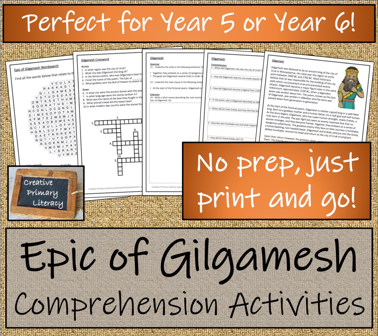 UKS2 Epic of Gilgamesh Reading Comprehension Activity | Teaching Resources
