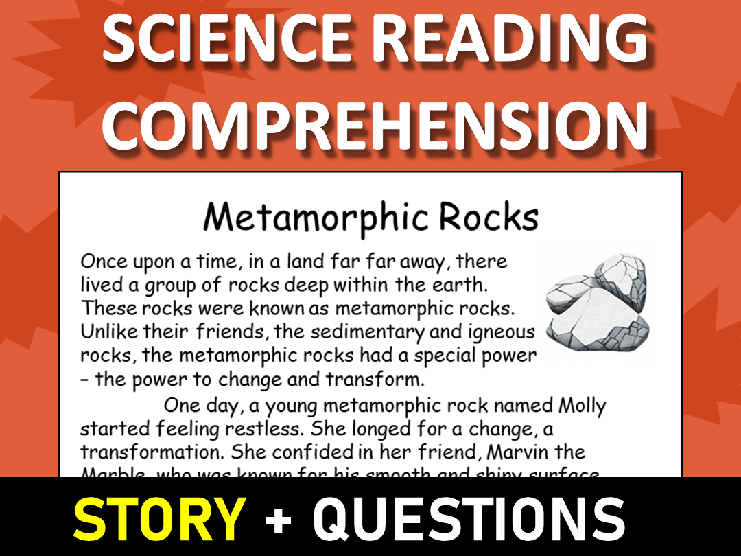 Metamorphic Rocks Reading Science Story Comprehension Questions ...