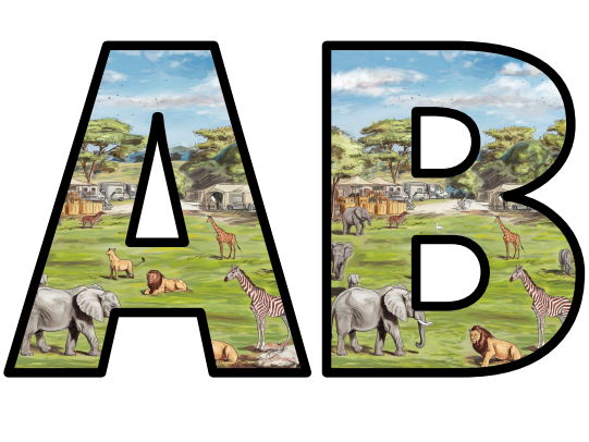 Geography Wildlife Conservation Animals Lettering Set Display Title ...