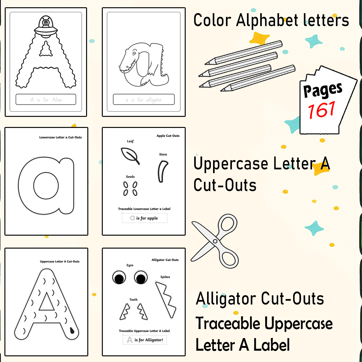 Cut, Paste & Color Alphabet letters Animals - Trace Letters & Words in ...