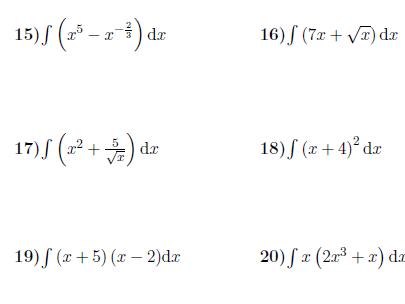 Integration-powers, sums and differences worksheet (with solutions ...