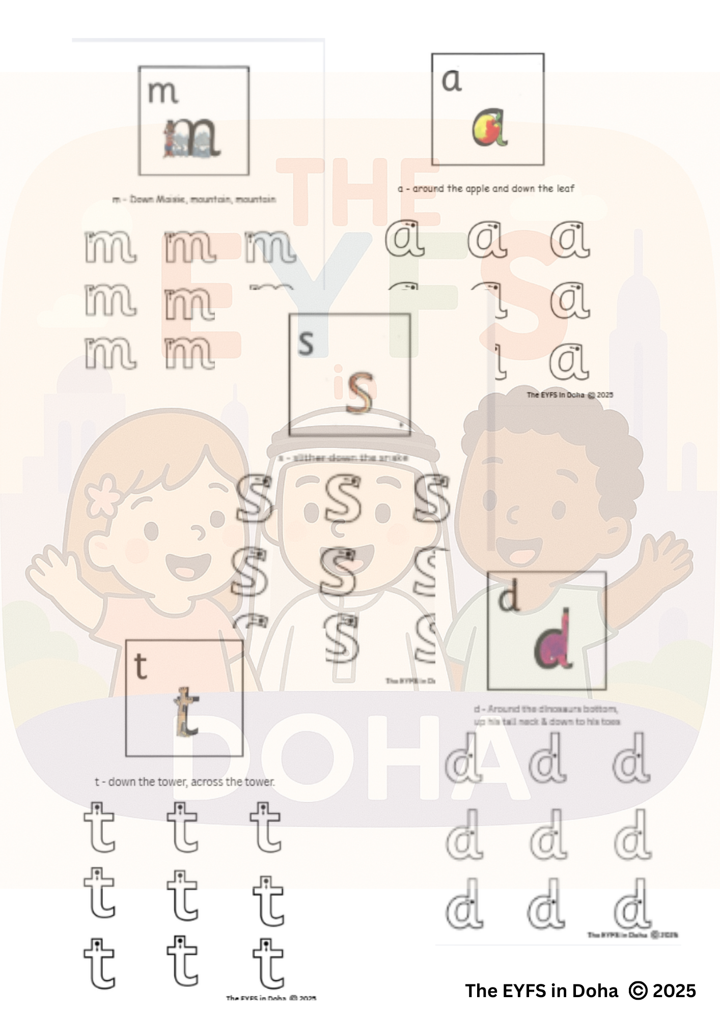 RWI Letter Formation with Rhymes & Flashcards (m, a, s, d, t ...