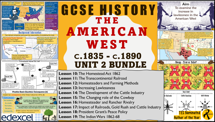 GCSE History Edexcel: The American West Unit 2 Bundle (10 lessons ...