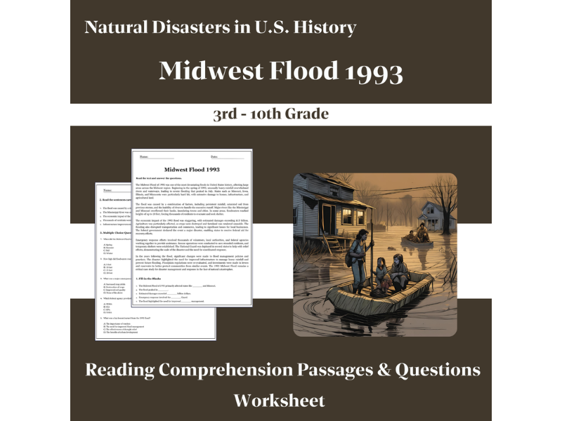 Midwest Flood of 1993 Reading Comprehension Passages & Questions ...
