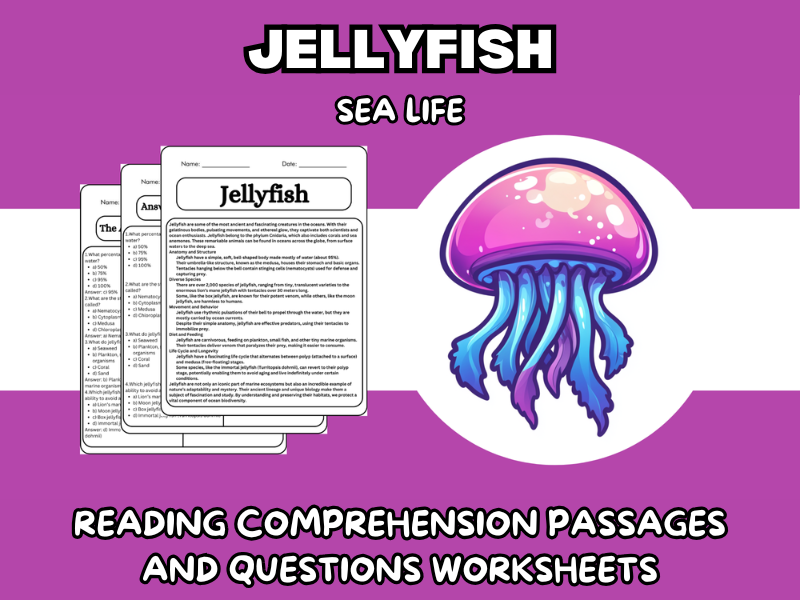 Jellyfish - Sea Life Reading Comprehension Passages & Questions ...