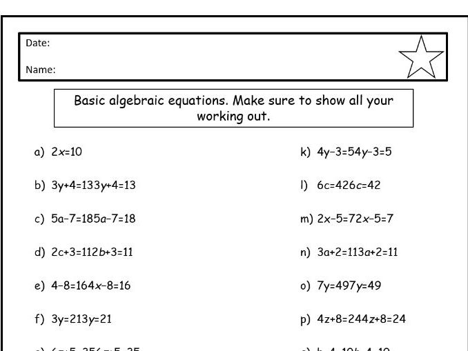 Whole-school algebra resources
