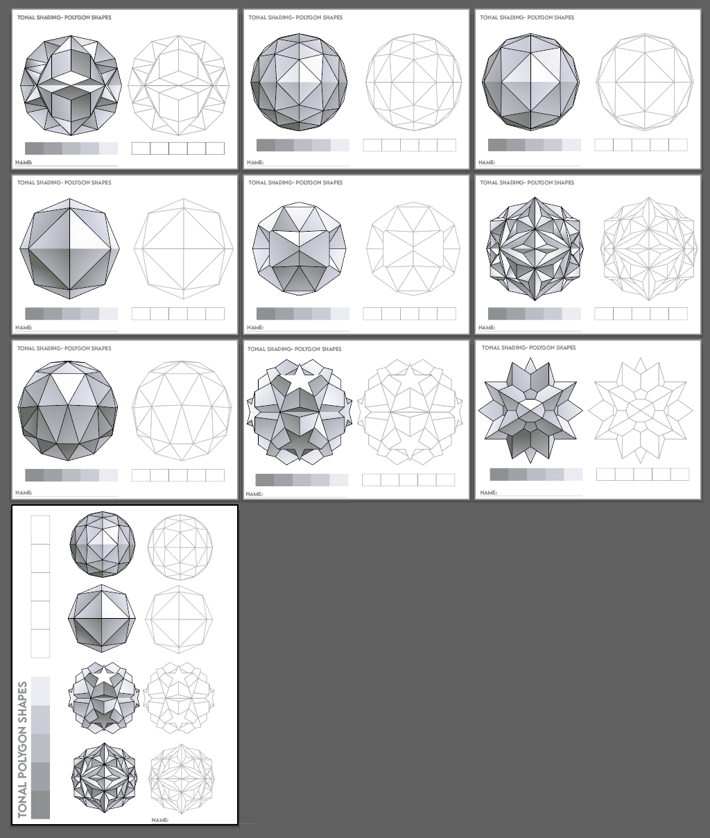 Tonal Shading – Polygon Shapes Worksheets | Teaching Resources