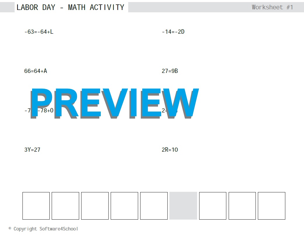 LABOR DAY MATH - ONE STEP EQUATIONS | Teaching Resources