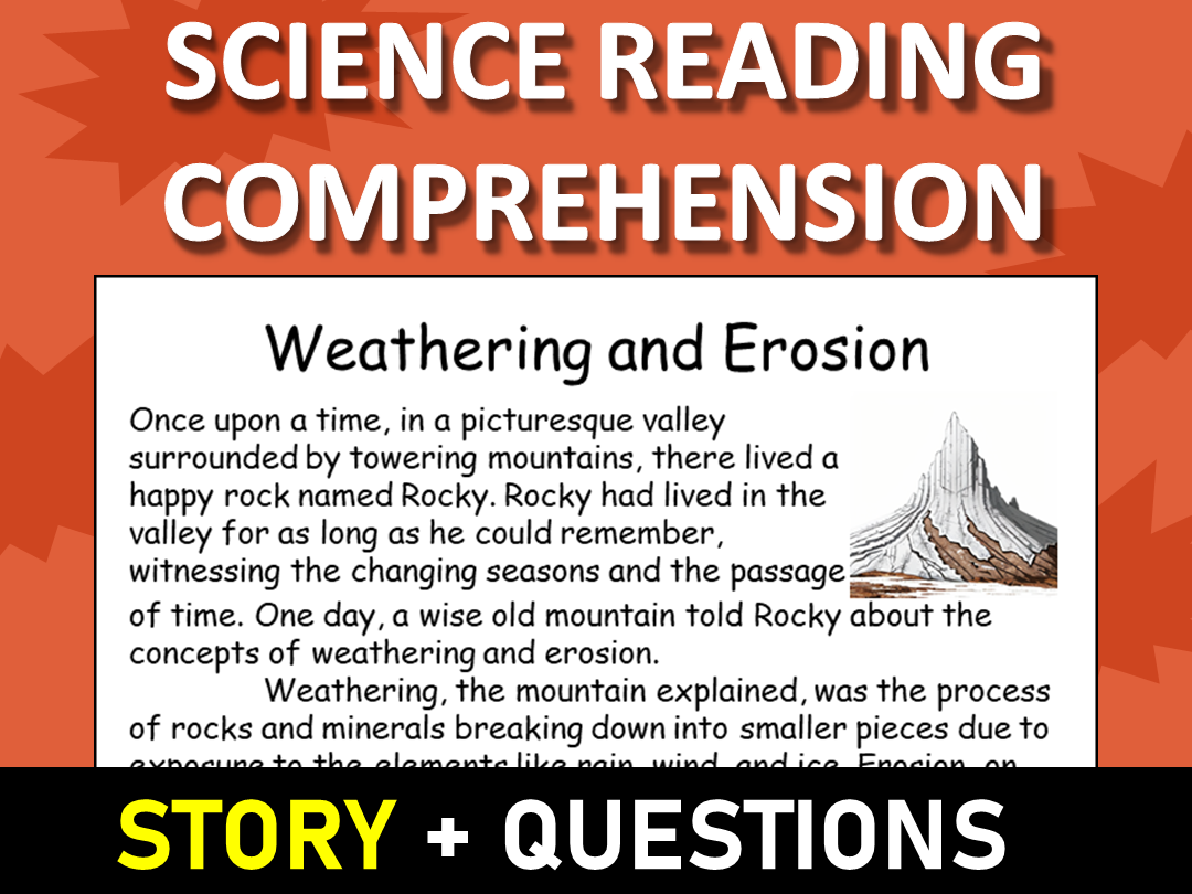 Weathering and Erosion Reading Science Story Comprehension Questions ...