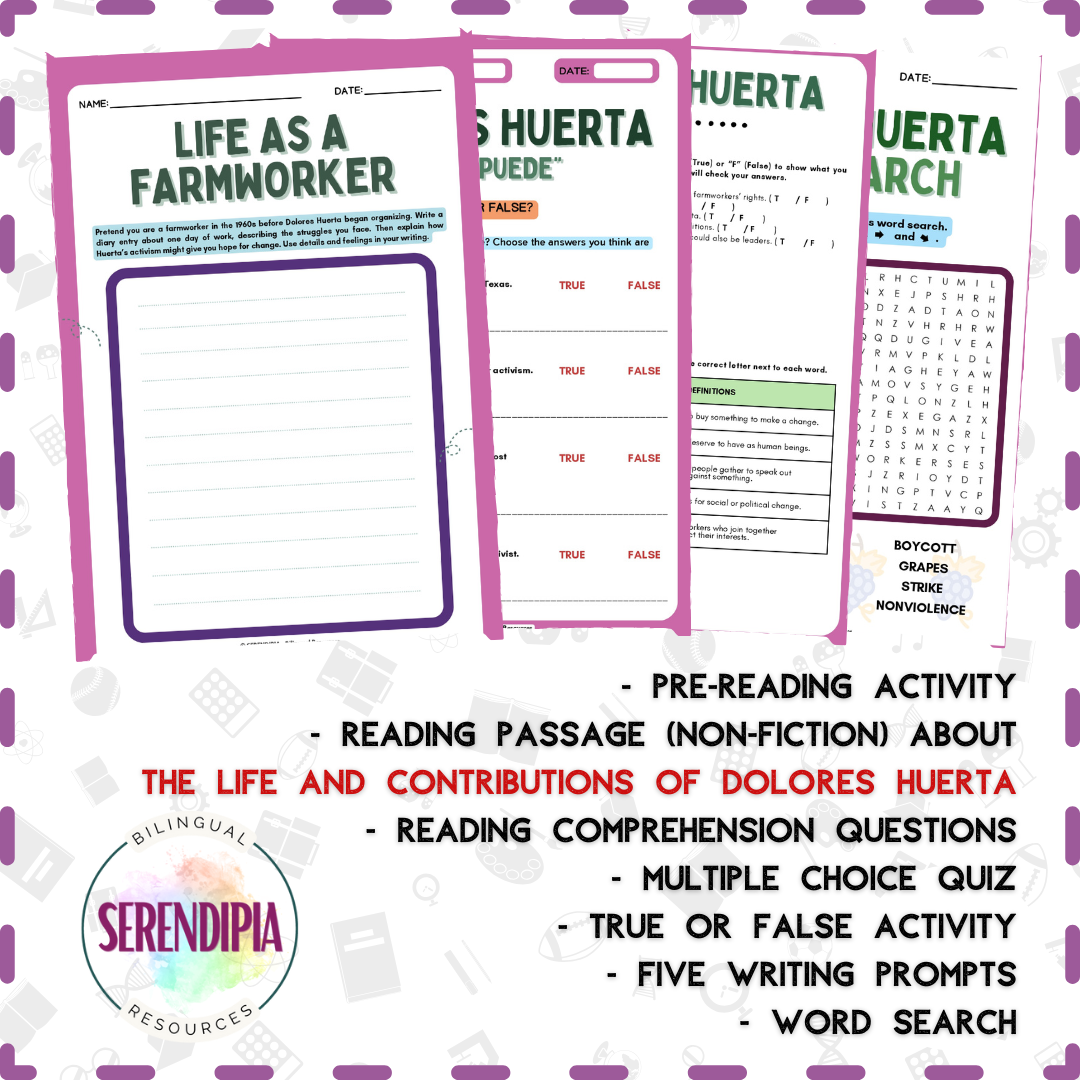Dolores Huerta Biography Reading Comprehension NO PREP | Civil Rights ...