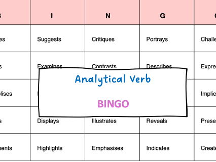 Analytical Verb Bingo | Teaching Resources