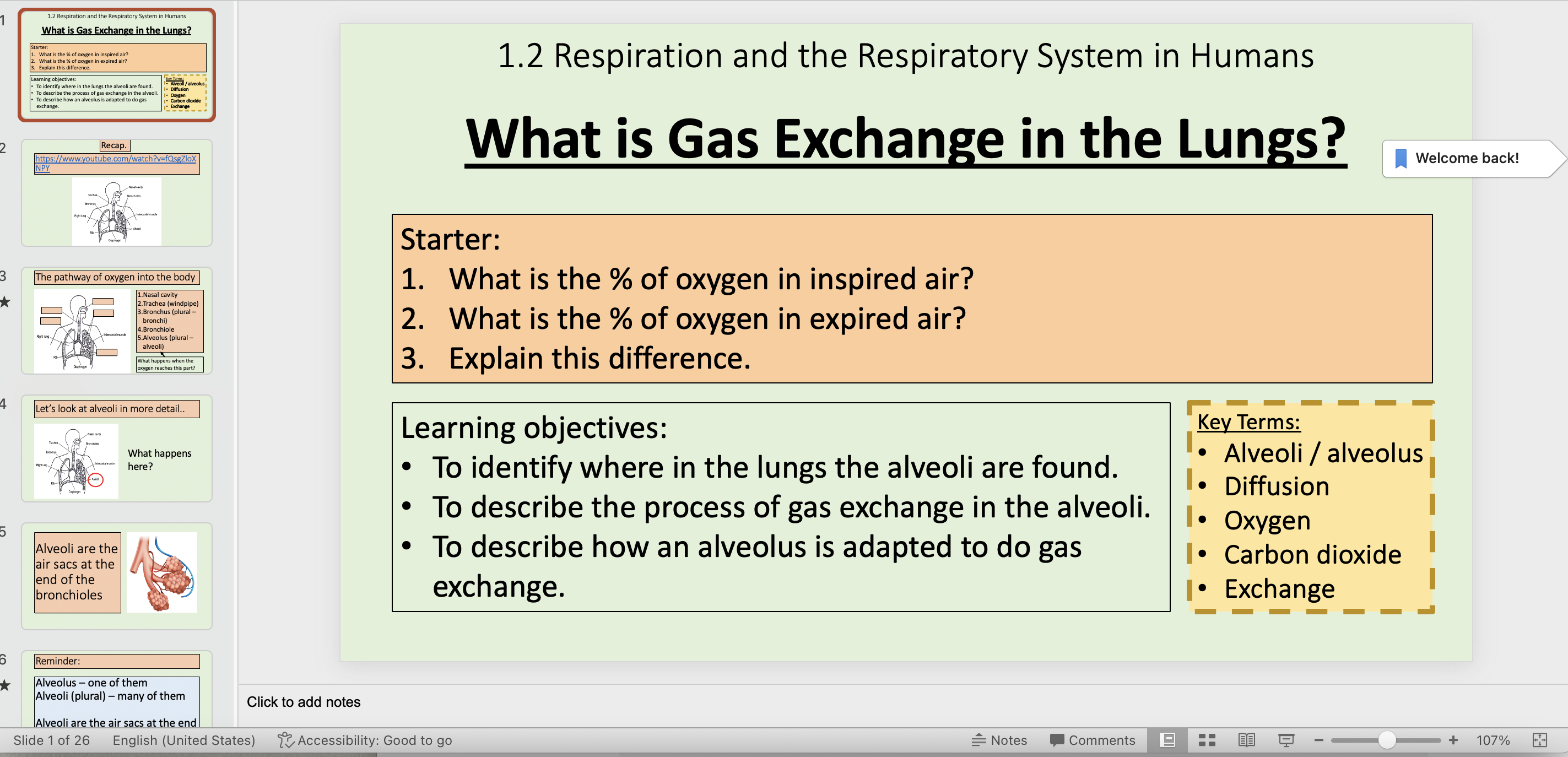 WJEC GCSE Biology Topic 2 (Respiration and the Respiratory System in ...