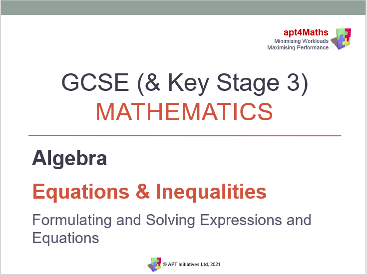 apt4Maths: EXPRESSIONS & EQUATIONS PowerPoint for GCSE Maths (14 of 14 ...