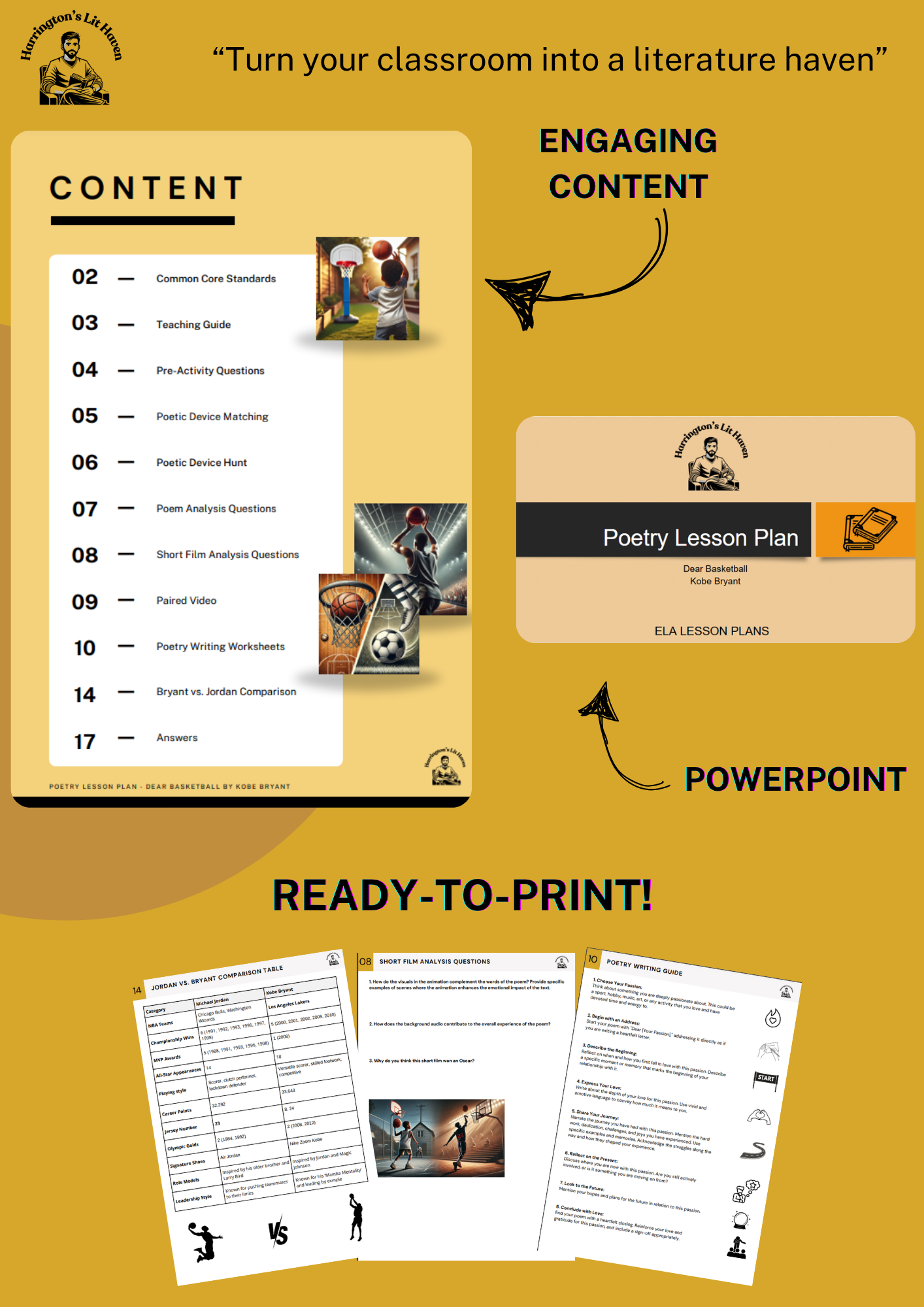 Dear Basketball - by Kobe Bryant - Poetry Lesson Plan | Teaching Resources