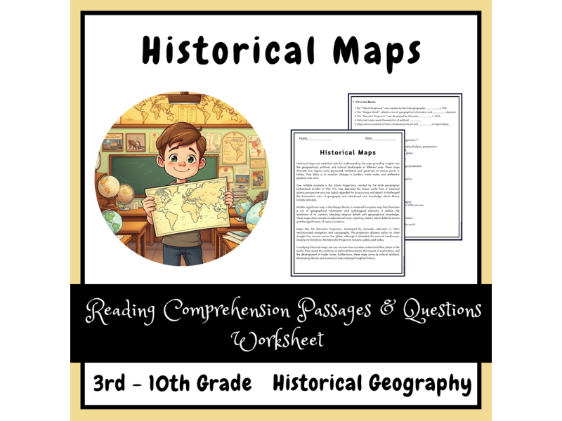 Historical Maps Reading Comprehension Passages & Questions Worksheets ...