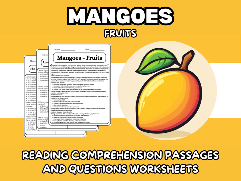 Fruits Reading Comprehension Passages and Questions Worksheets Bundle ...