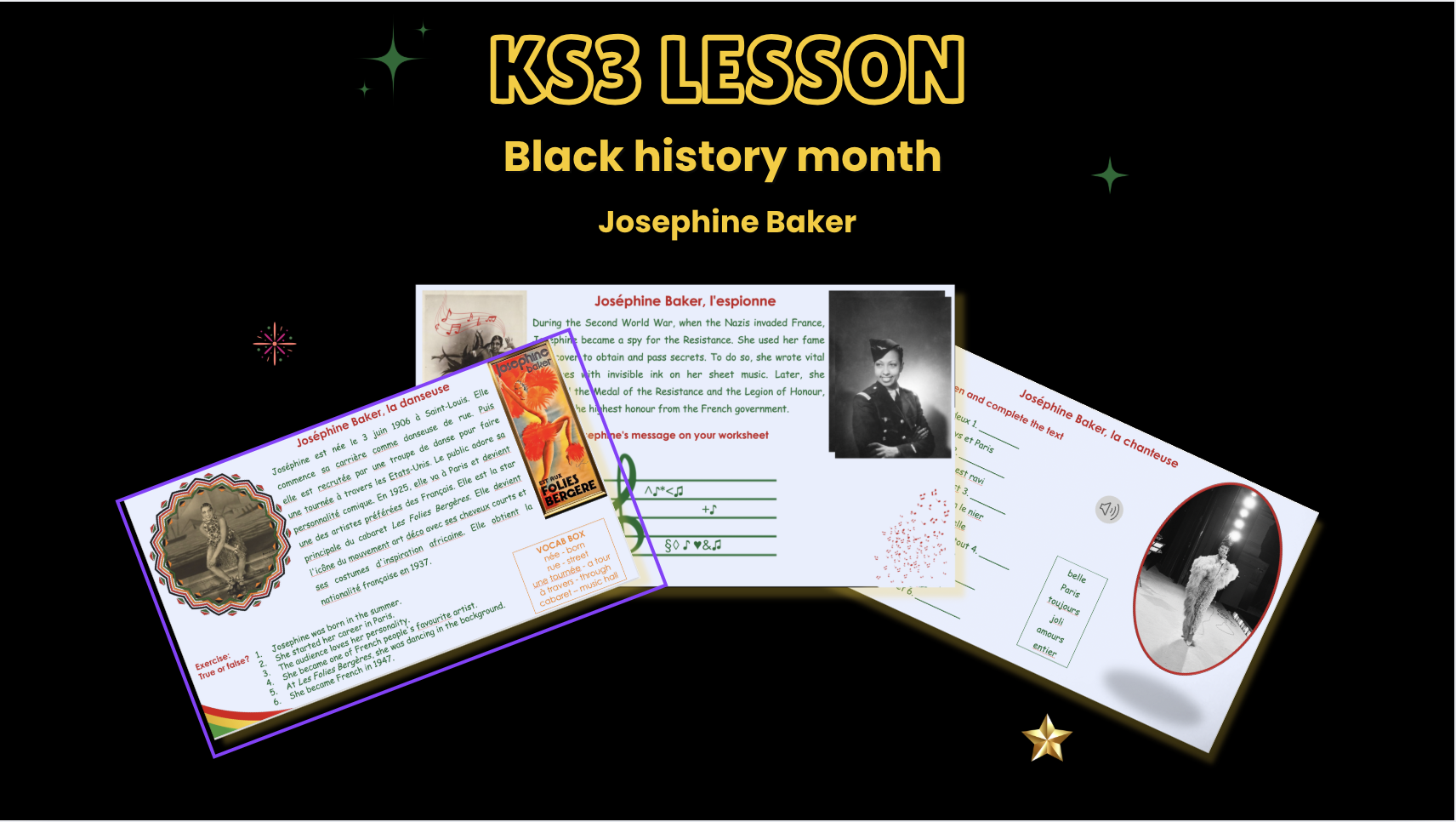 Black History Month - KS3 French lesson - Josephine Baker | Teaching ...