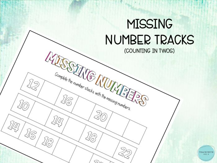 Missing Number Tracks counting In 2s Teaching Resources
