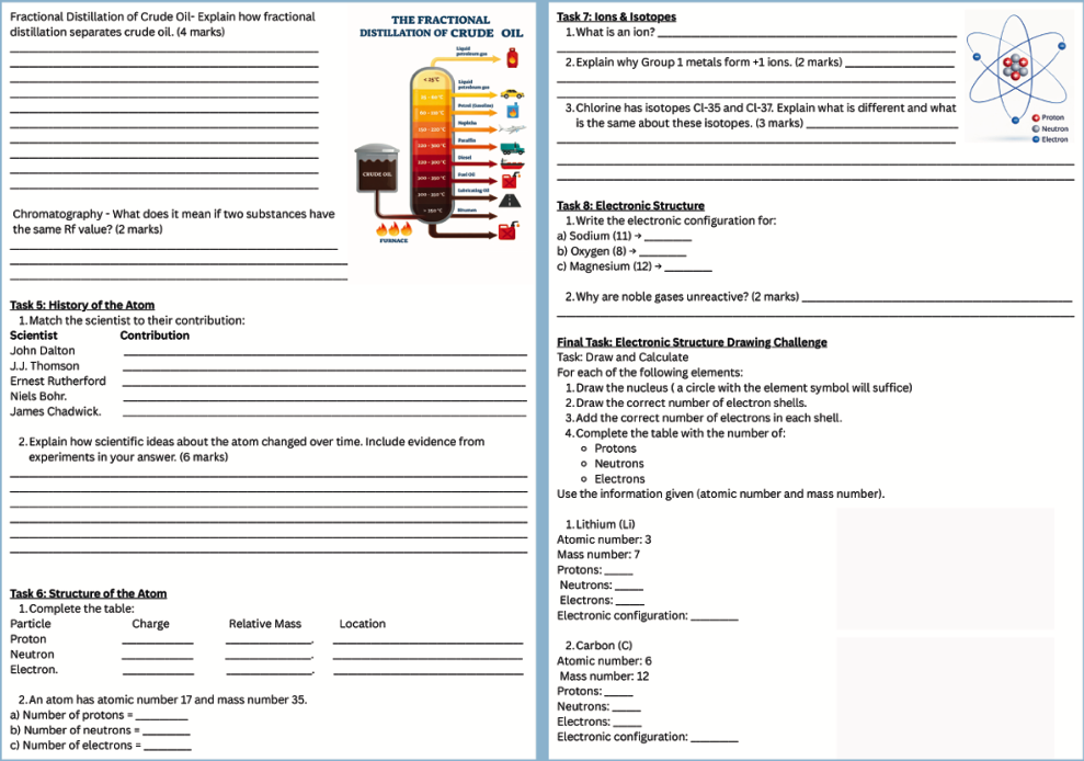 C1/Atomic Structure Topic/Revision/Worksheet With Answers/GCSE/AQA ...