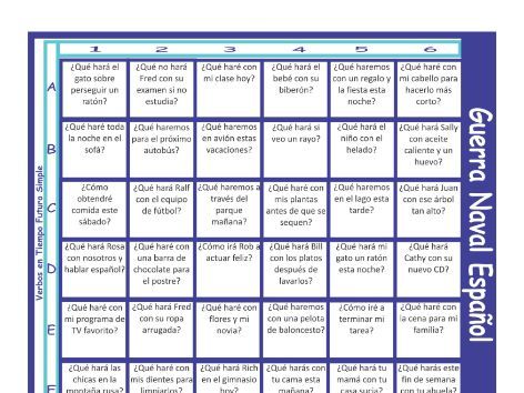 Future Simple Tense with Will Spanish Battleship Board Game | Teaching ...