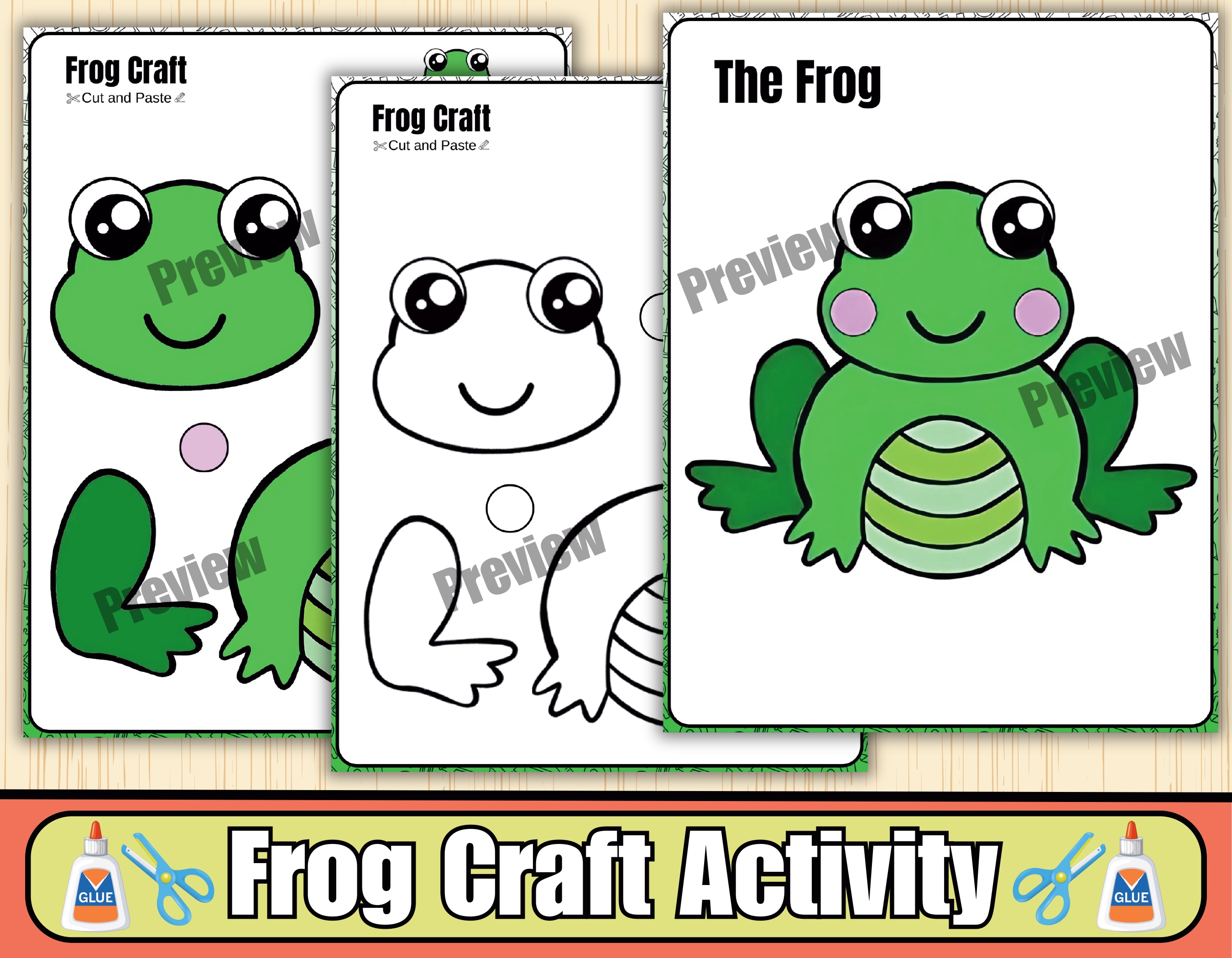 Frog Craft Activity – Printable Cut and Paste Frog Template-Animal ...
