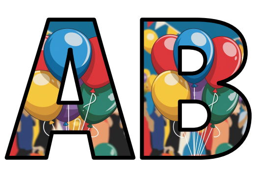 Happy Birthday Balloons Lettering Set Display Title Letters Numbers ...