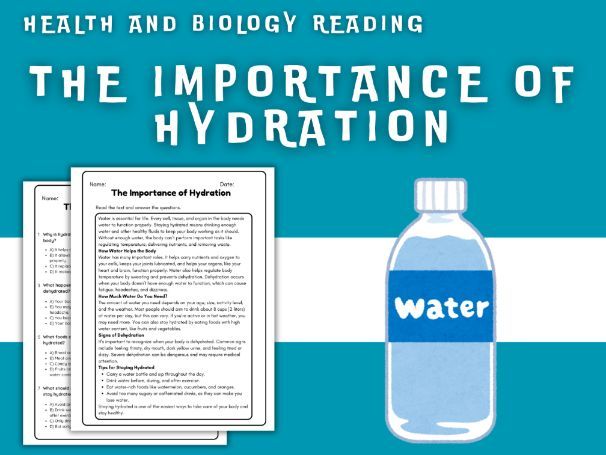 The Importance of Hydration - Health Reading Worksheet | Teaching Resources
