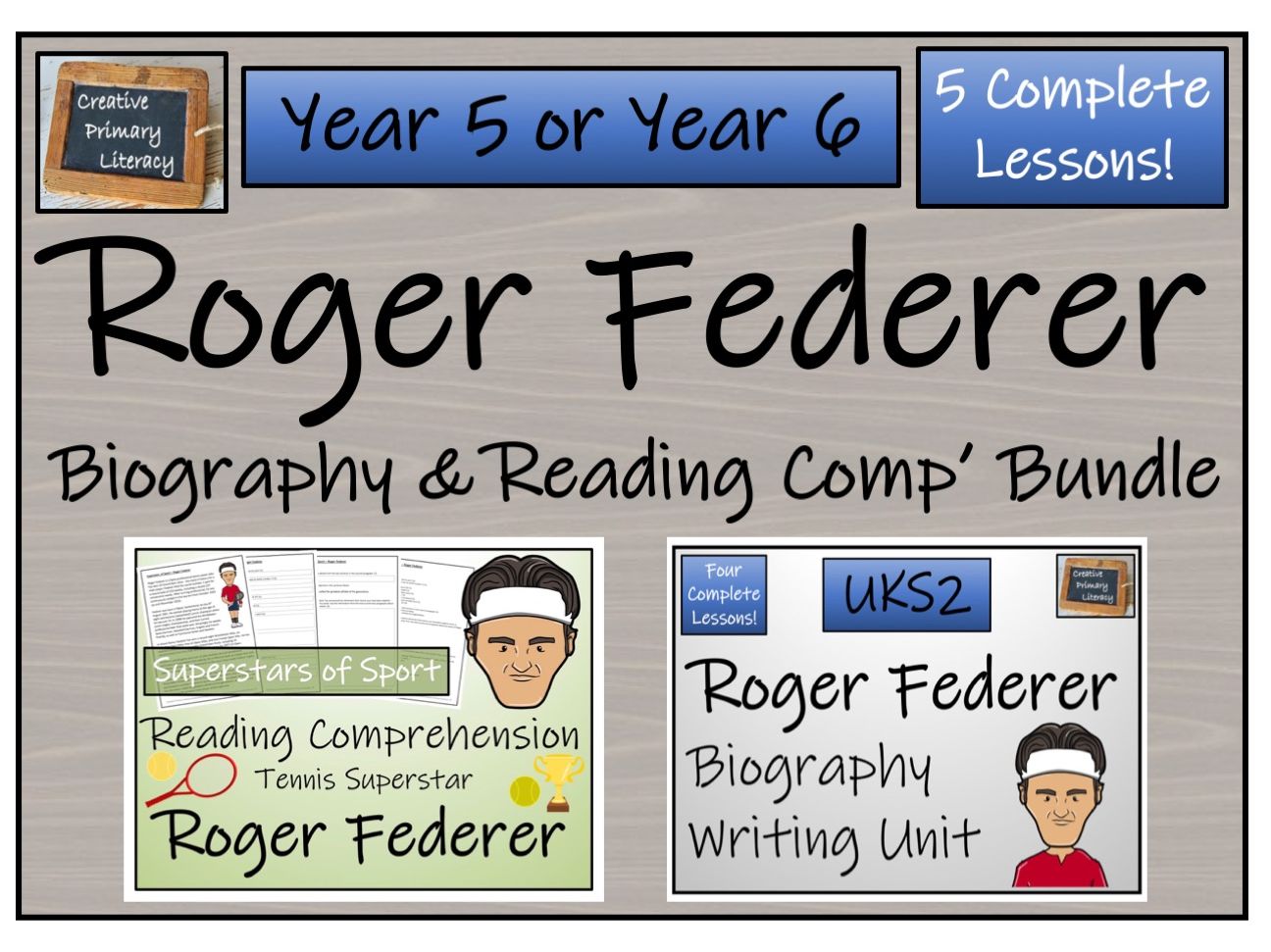 UKS2 Literacy - Roger Federer Reading Comprehension & Biography Bundle ...