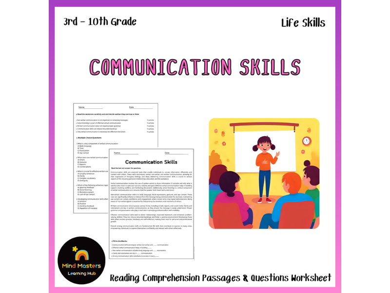 Communication Skills Reading Comprehension Passages & Questions ...