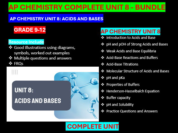 AP Chemistry Unit 8: Acids and Bases Complete Unit - BUNDLE | Teaching ...