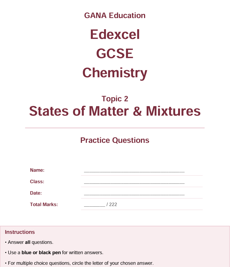 Edexcel GCSE Chemistry Topic 2: States of Matter & Mixtures – Revision ...