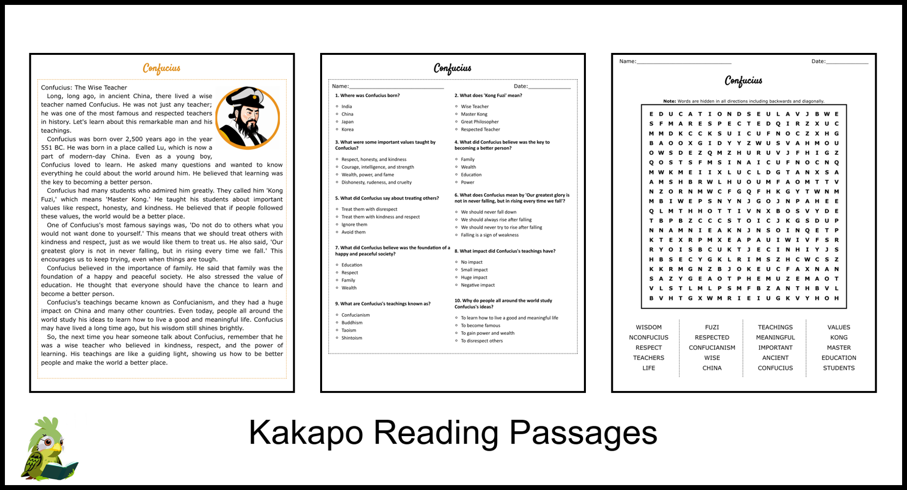 Pdf Confucius Quotes Confucius Reading Comprehension And Word Search