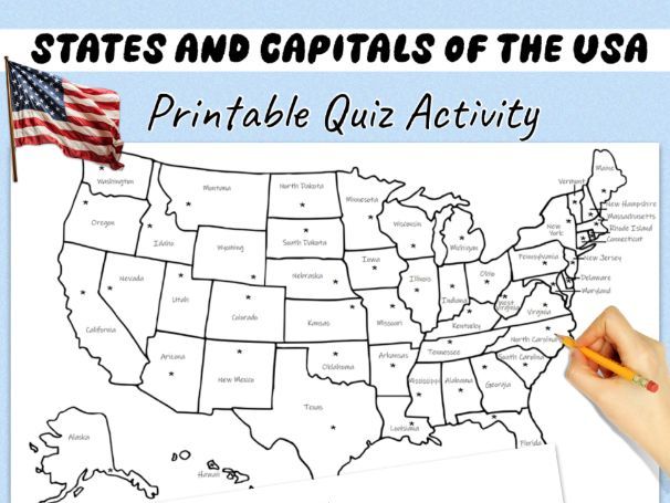 States and Capitals of the USA Printable Quiz Activity | Teaching Resources