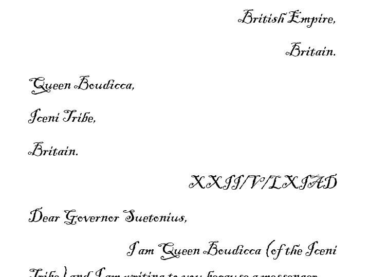Letter Queen Boudicca Teaching Resources