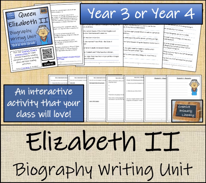 Queen Elizabeth II Biography Writing Unit | Year 3 or Year 4 | Teaching ...