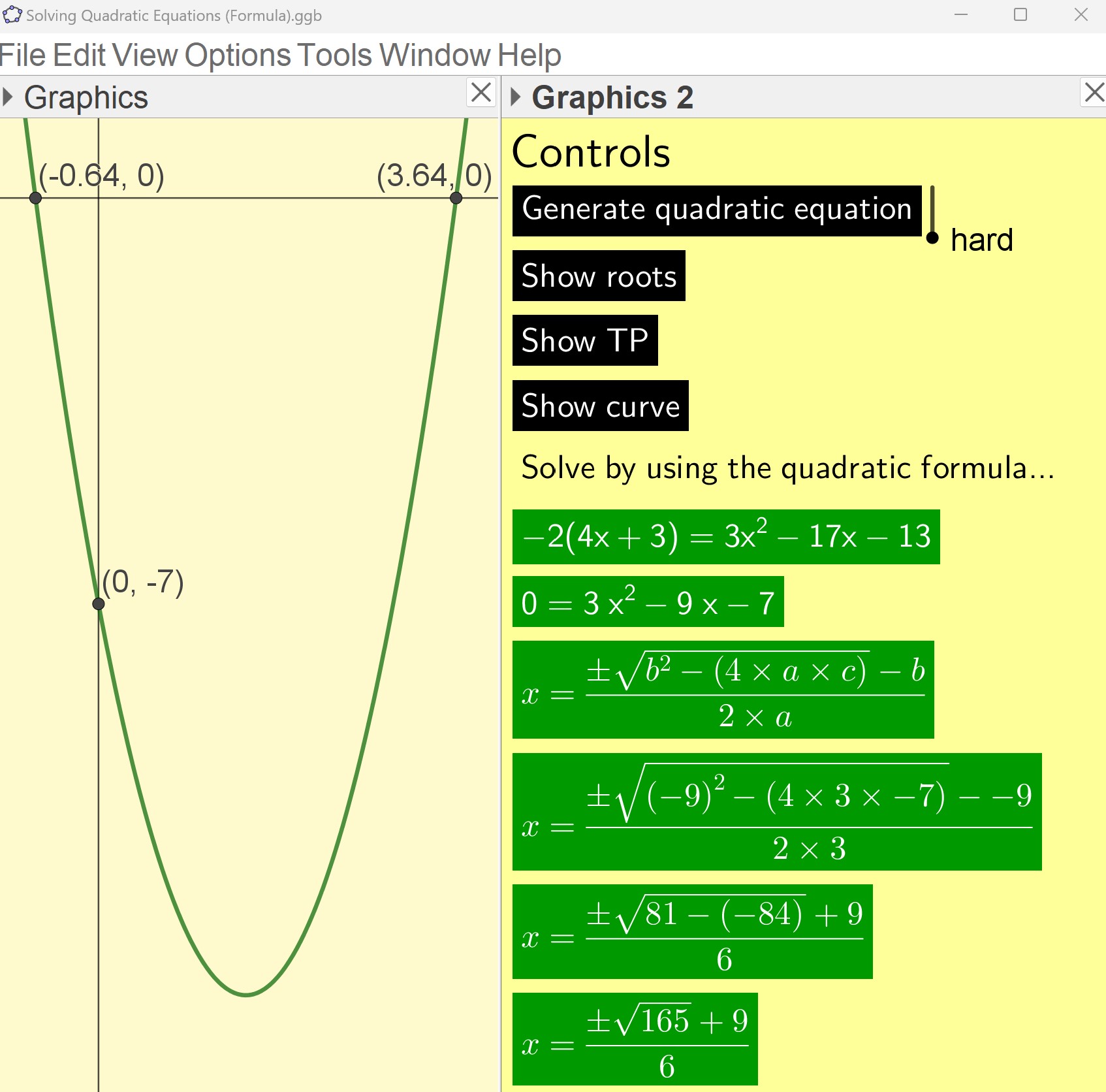 Solving Quadratic Equations formula Teaching Resources