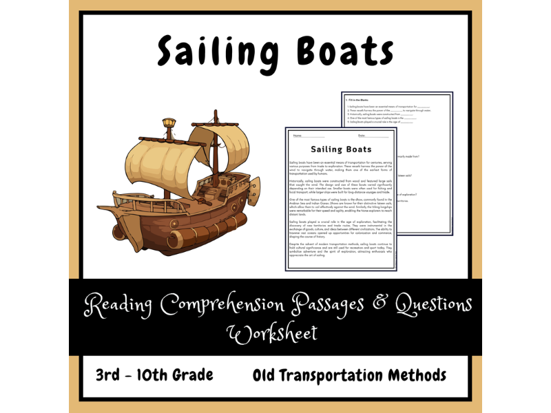 Sailing Boats Reading Comprehension Passages & Questions Worksheets ...