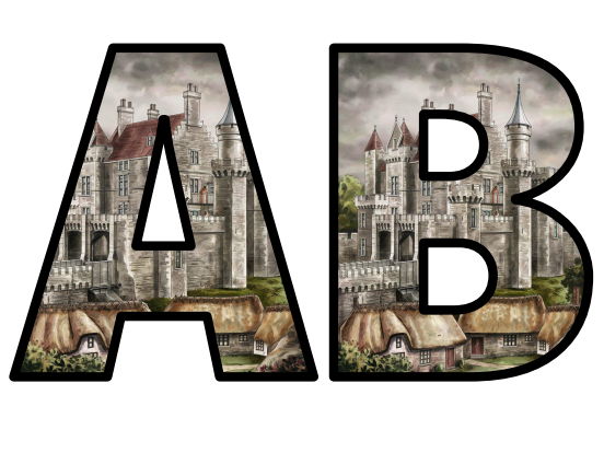 Castle Medieval Times History Lettering Set Display Title Letters ...