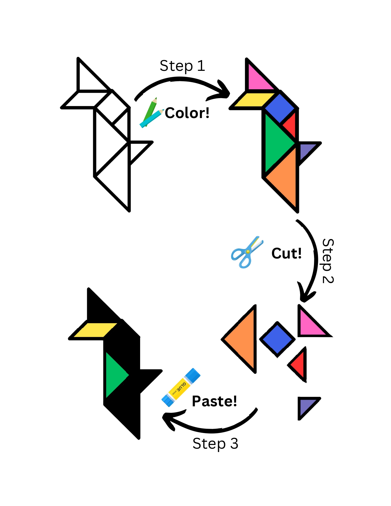 Geometric Animal Coloring & Shadow Matching Activity | Fine Motor ...