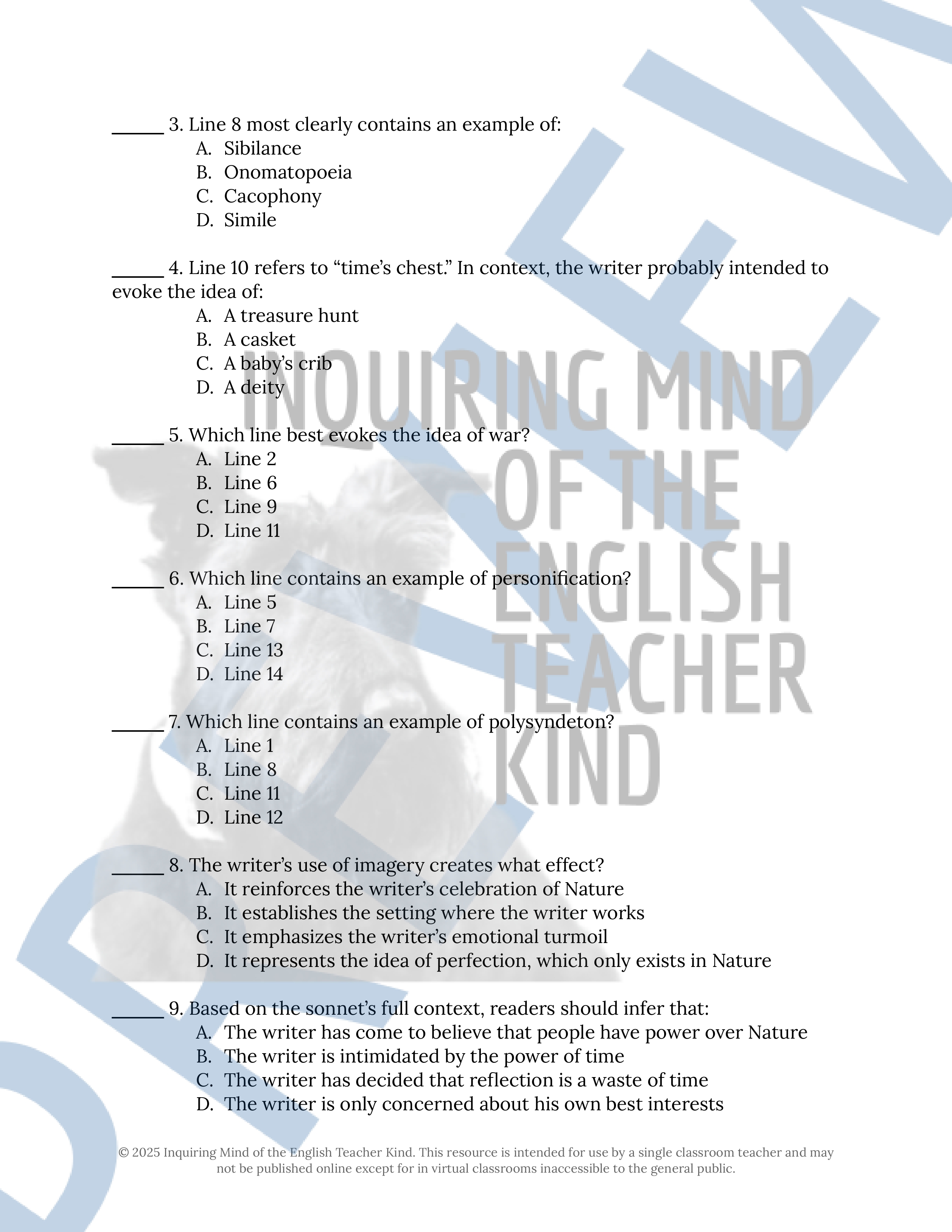 Shakespeare's Sonnet 65 Close Reading Worksheet and Answer Key | Poetry ...