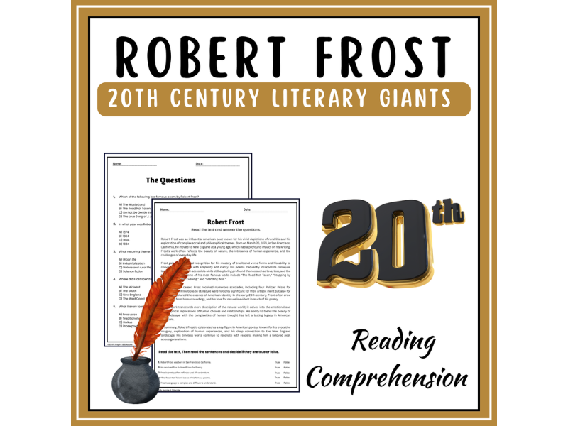 Robert Frost Reading Comprehension Passages & Questions Worksheets ...